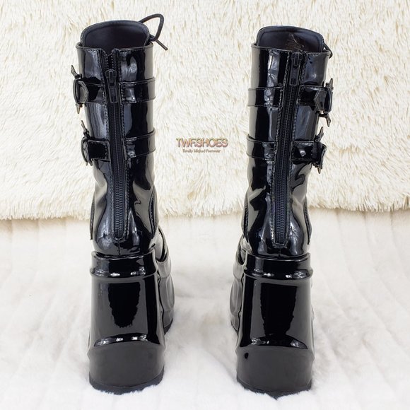 Demonia | Shoes | Wave Bat Wing 6 Wedge Platform Mid Calf Punk Goth ...